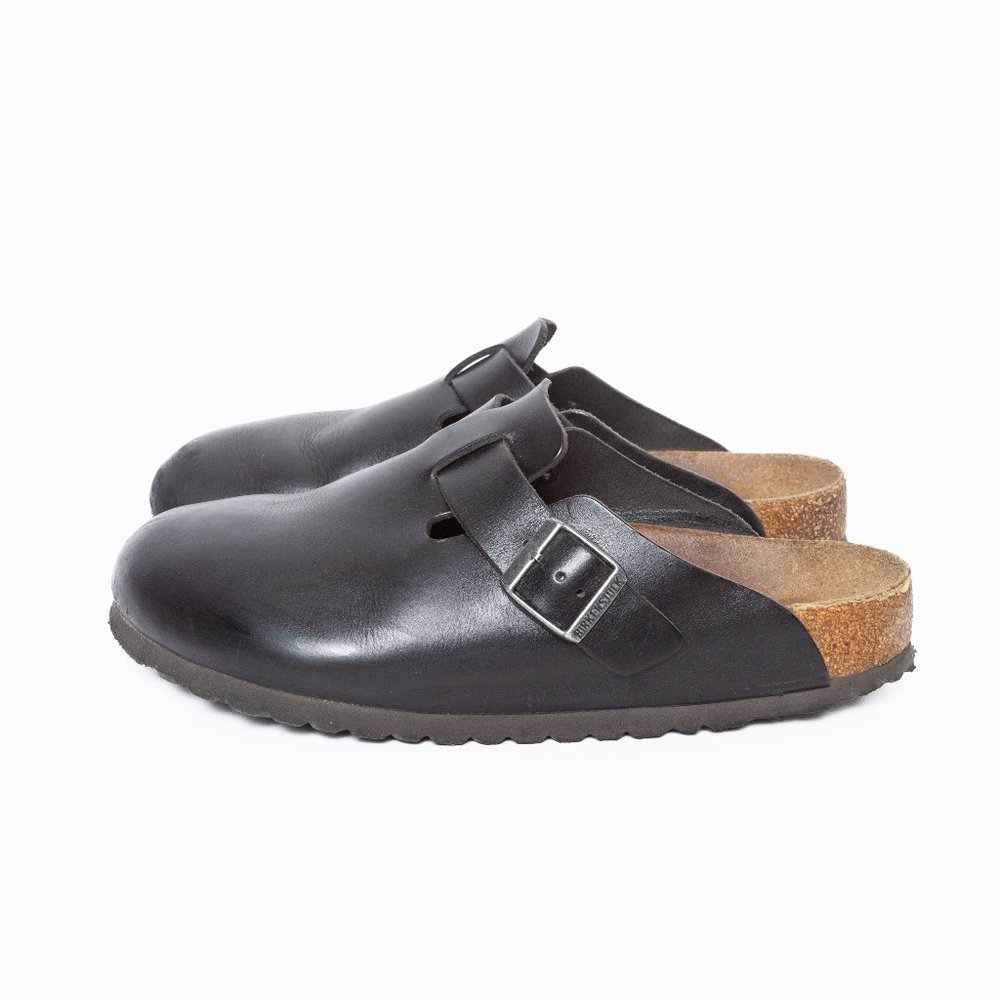 Birkenstock Boston Black Leather Clogs - Size 41 - Gem